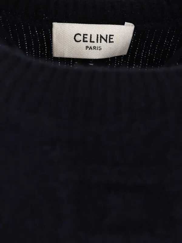 Celine Oversized Cashmere Sweater With Chain Stitching And Embroidery