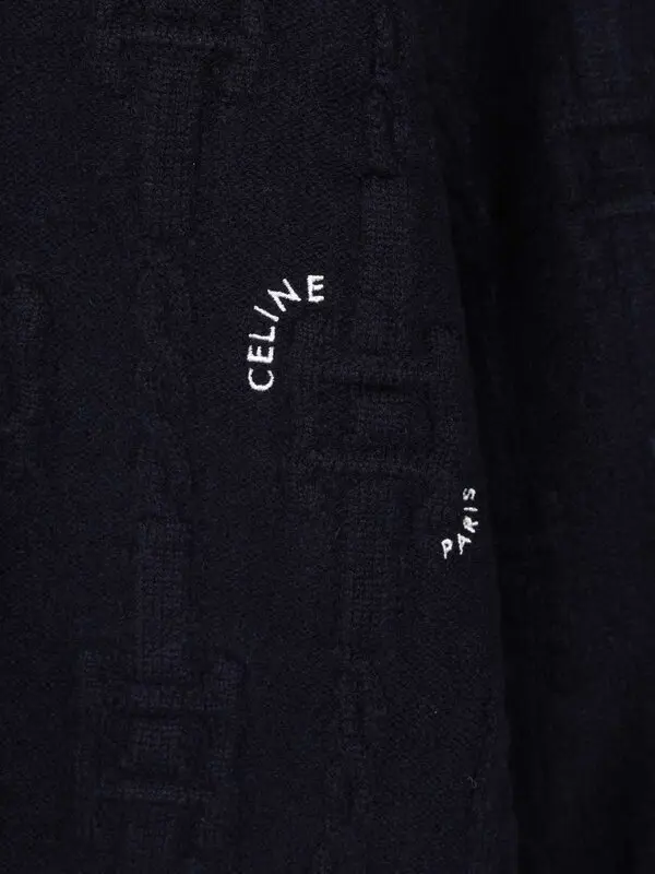 Celine Oversized Cashmere Sweater With Chain Stitching And Embroidery