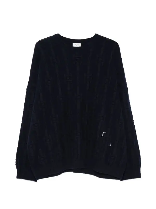 Celine Oversized Cashmere Sweater With Chain Stitching And Embroidery