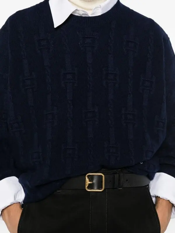 Celine Oversized Cashmere Sweater With Chain Stitching And Embroidery