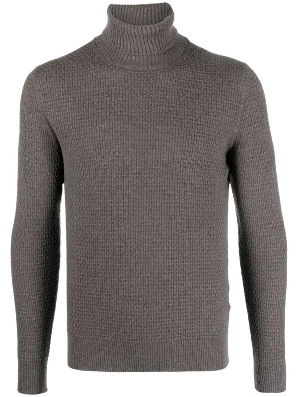 Tagliatore Wool Turtleneck With Woven Motif - Gray