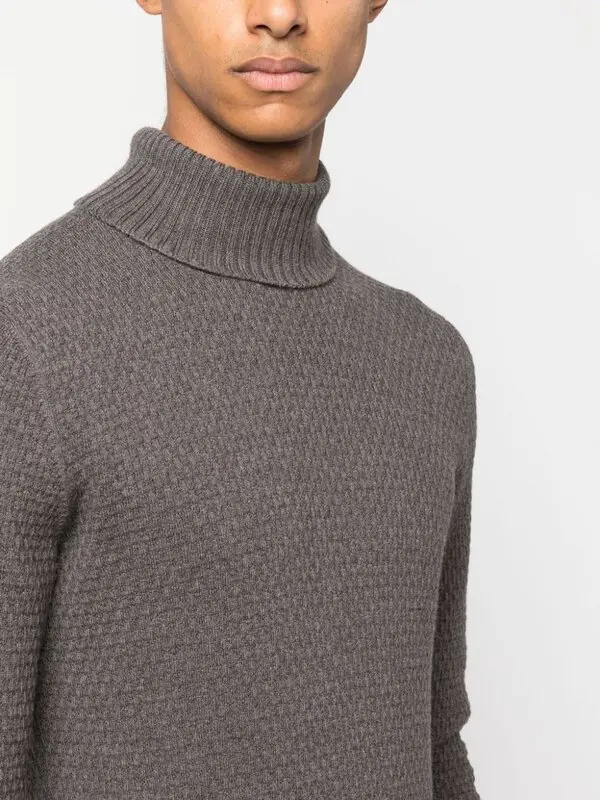 Tagliatore Wool Turtleneck With Woven Motif - Gray