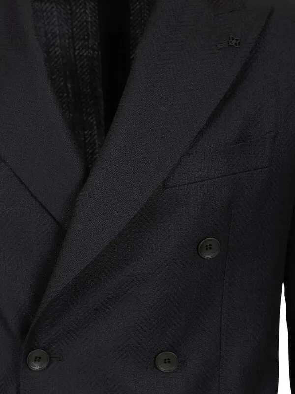 Tagliatore Double-breasted Herringbone Fabric Blazer