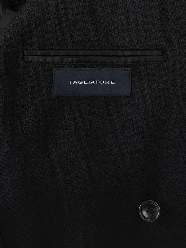 Tagliatore Double-breasted Herringbone Fabric Blazer