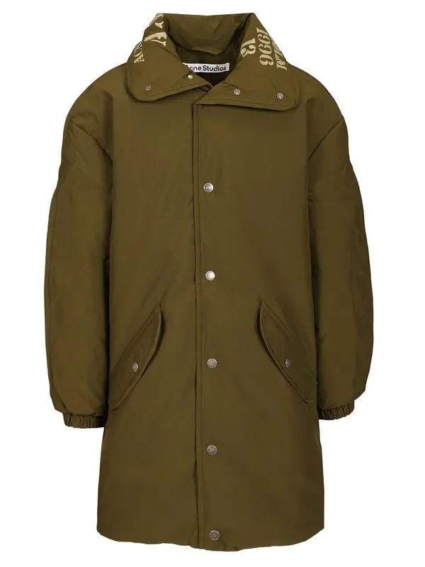 Acne Studios Omero Down Jacket With Stand Collar And Seasonal Print