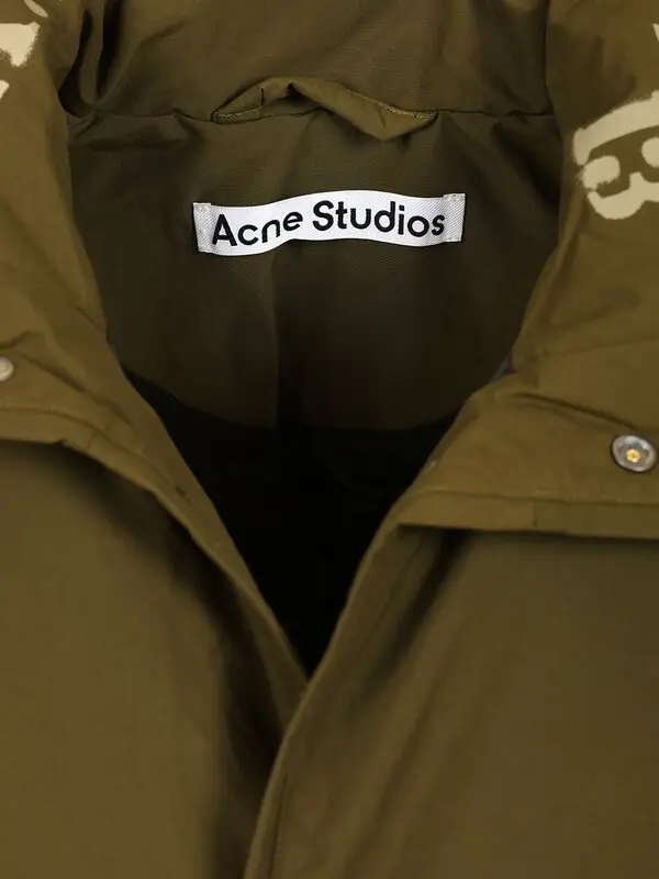 Acne Studios Omero Down Jacket With Stand Collar And Seasonal Print
