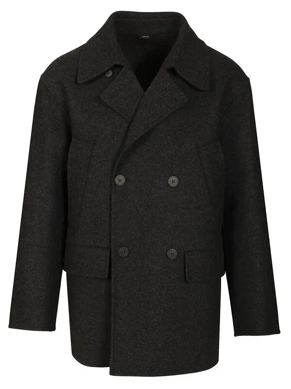 Fendi Wool Felt Double-breasted Pea Coat - Gray