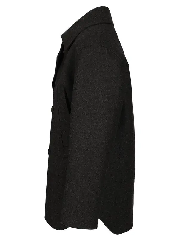 Fendi Wool Felt Double-breasted Pea Coat - Gray