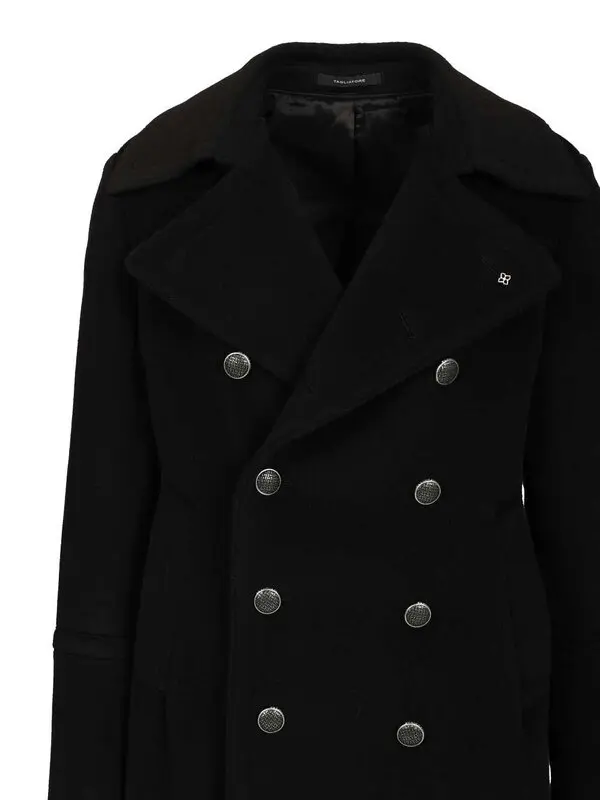 Tagliatore Double-breasted Wool Coat With Notched Lapel