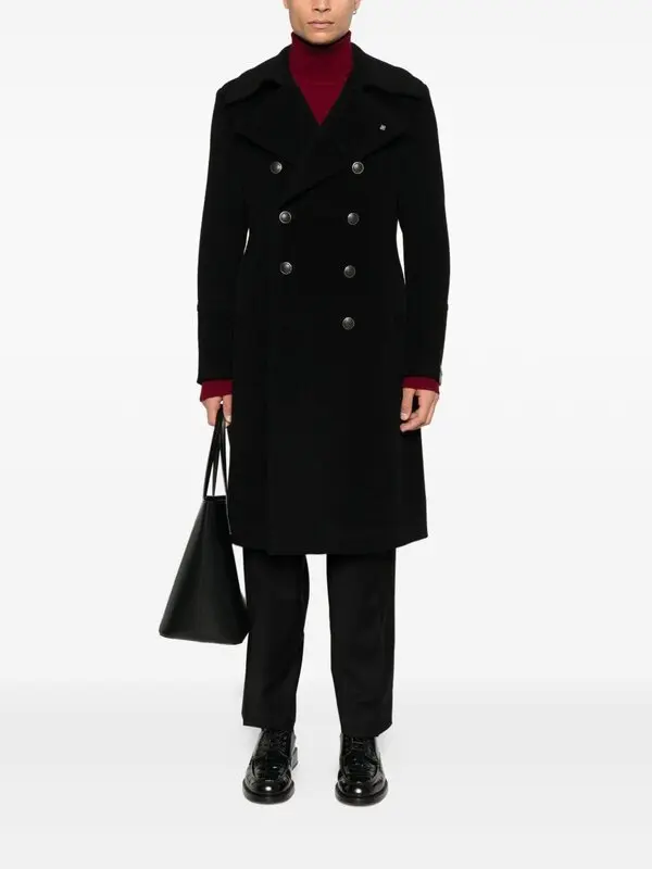 Tagliatore Double-breasted Wool Coat With Notched Lapel