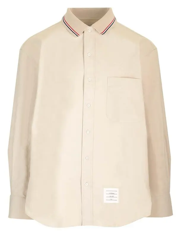 Thom Browne Stripe Cotton Flannel Oversized Shirt