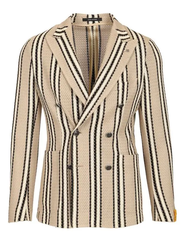 Tagliatore Double-breasted Jacket In Linen And Cotton Jersey