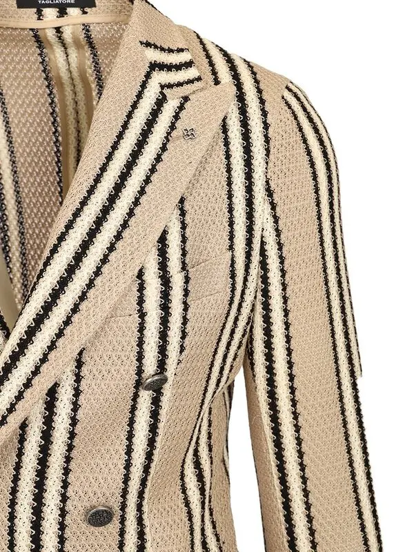 Tagliatore Double-breasted Jacket In Linen And Cotton Jersey
