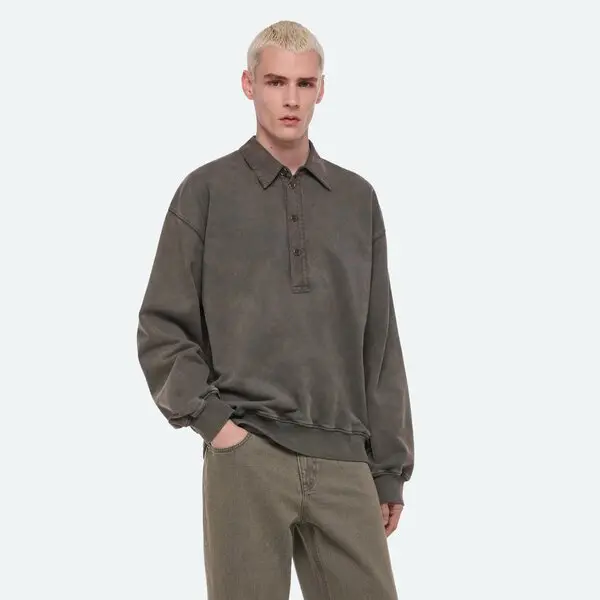 Helmut Lang Garment-dyed Terry Polo - Dark Moss