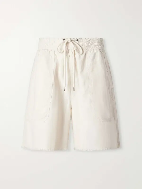 JAMES PERSE Lyocell, Linen And Cotton-blend High-rise Utility Shorts