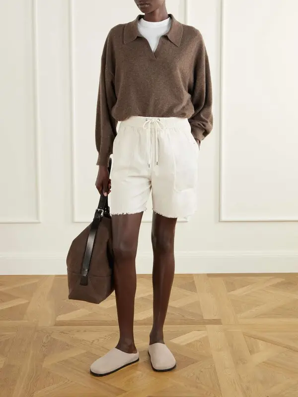 JAMES PERSE Lyocell, Linen And Cotton-blend High-rise Utility Shorts