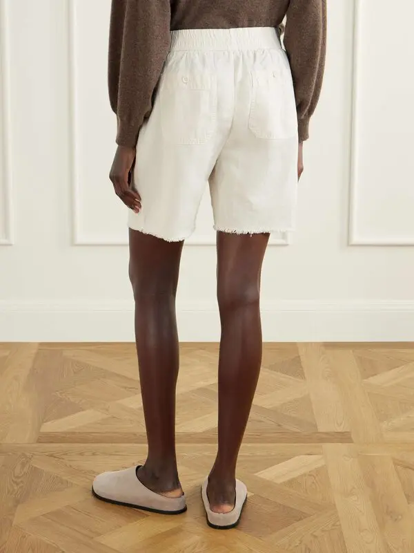 JAMES PERSE Lyocell, Linen And Cotton-blend High-rise Utility Shorts