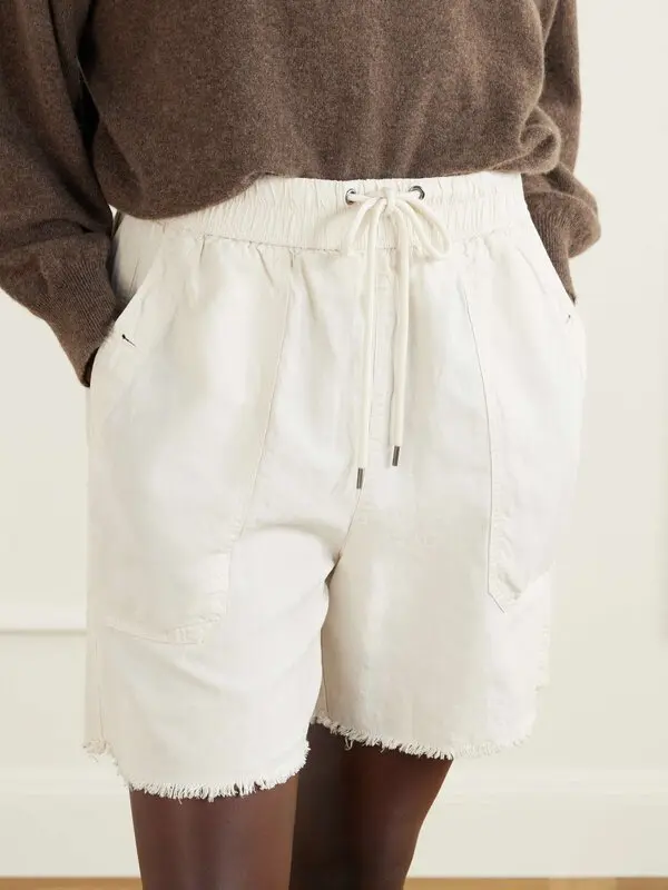 JAMES PERSE Lyocell, Linen And Cotton-blend High-rise Utility Shorts