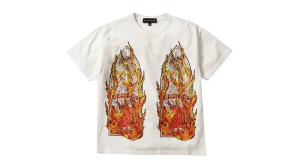 WHO DECIDES WAR Rhinestone Flame Glass Jersey - White