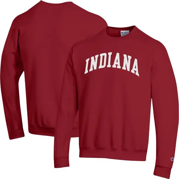 Champion Indiana Hoosiers Basic Arch Fleece Pullover Sweatshirt - Crimson