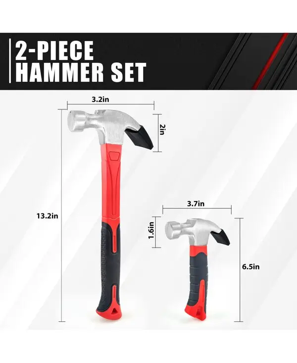 XDOVET Hammer Set Claw Starter Fiberglass Soft Handle 2pc