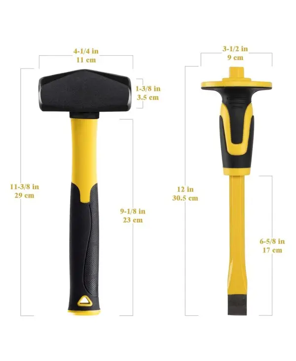 XDOVET Sledge Hammer Flat Chisel Hand Protection Masonry Drilling Anti-slip Handle