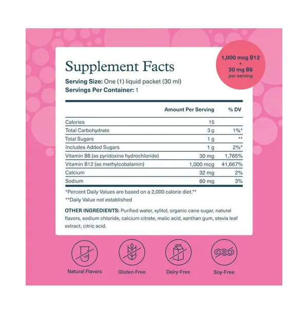 YOUTHEORY B12 B6 Liquid On The Go Raspberry 12 Packets