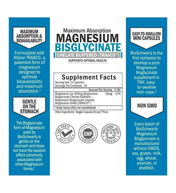 BIOSCHWARTZ Magnesium Bisglycinate Capsules For Optimal Health