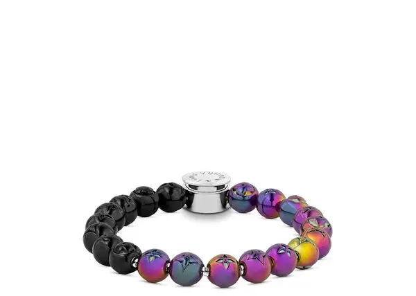 LOUIS VUITTON Pearls Bracelet Engraved Monogram Colors