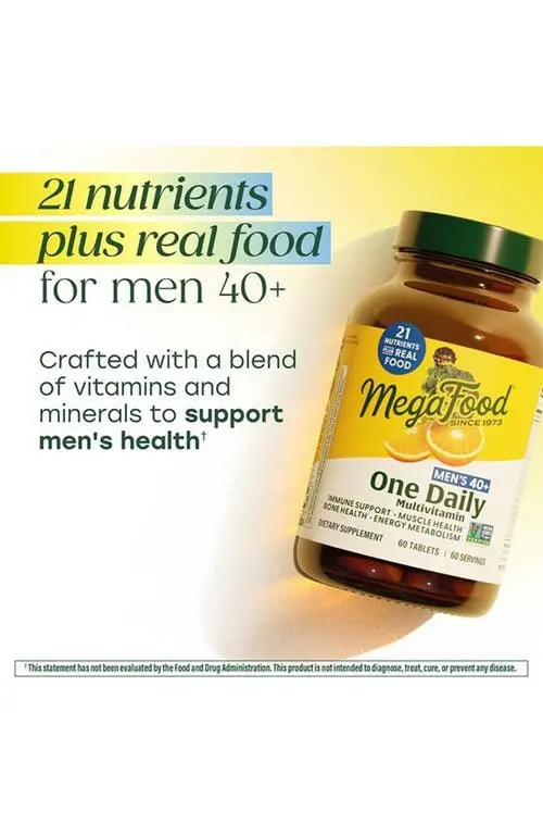 MEGAFOOD One Daily Multivitamin For 40+ With Methylated B12, Methylfolate. Vegetarian
