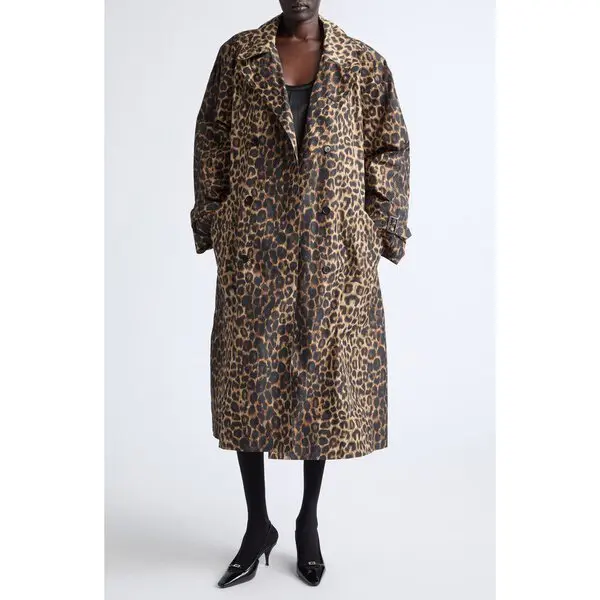 Saint Laurent Print Nylon Trench Coat - Leopard