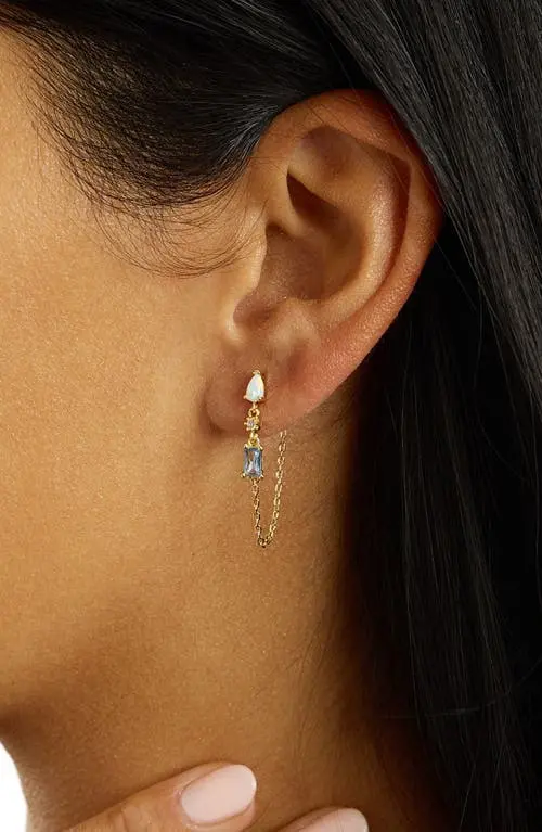 ATHRA LUXE Multi Stone Chain Drop Earrings