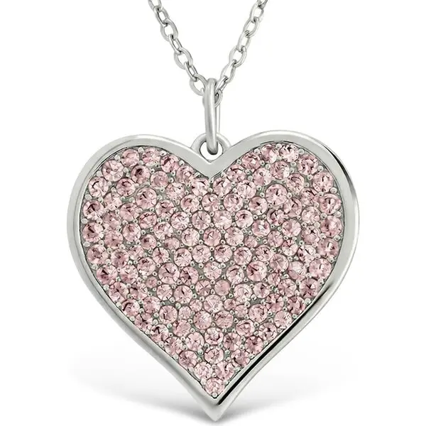 Sterling Forever 14k Plated Cubic Zirconia Heart Pendant Necklace - Silver