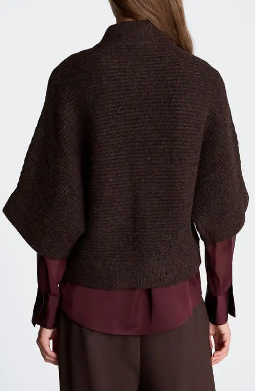 KENNETH COLE Dolman Sleeve Zip Cardigan - Medium Bark Heather