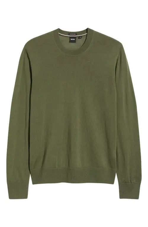 BOSS H-leno Virgin Wool Crewneck Sweater - Open Green