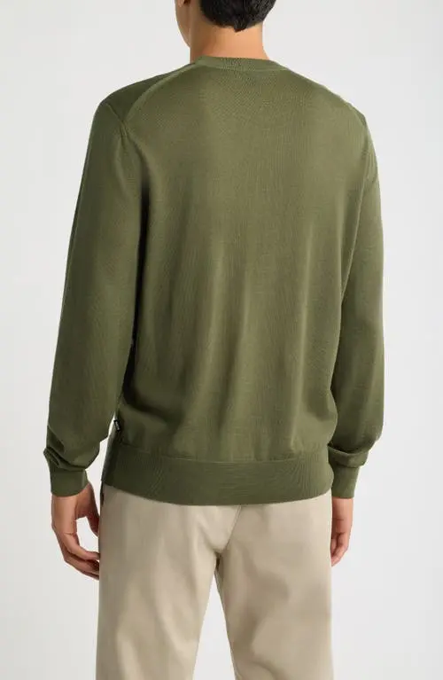 BOSS H-leno Virgin Wool Crewneck Sweater - Open Green