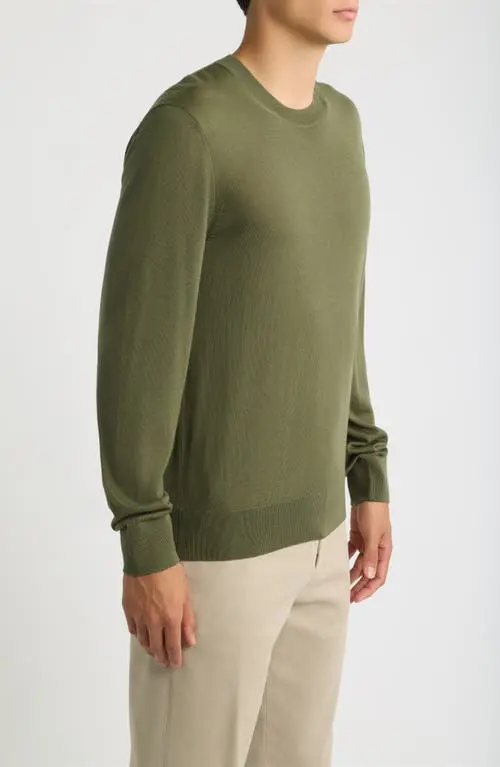 BOSS H-leno Virgin Wool Crewneck Sweater - Open Green