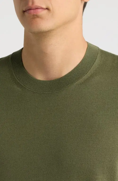 BOSS H-leno Virgin Wool Crewneck Sweater - Open Green