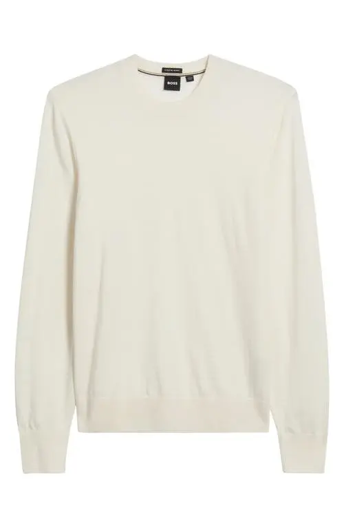 BOSS H-leno Virgin Wool Crewneck Sweater - Open White