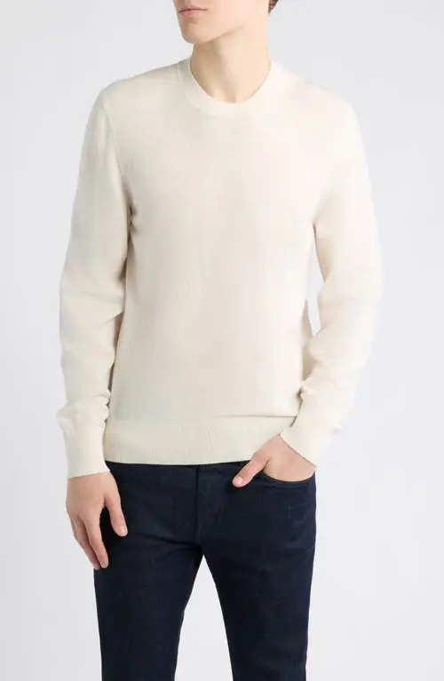 BOSS H-leno Virgin Wool Crewneck Sweater - Open White