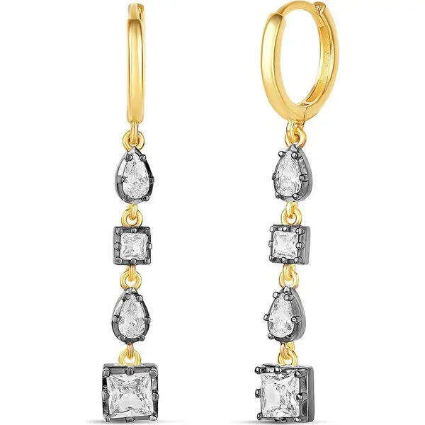 SHYMI Two Tone Multi Shape Drop Earrings With Cubic Zirconia
