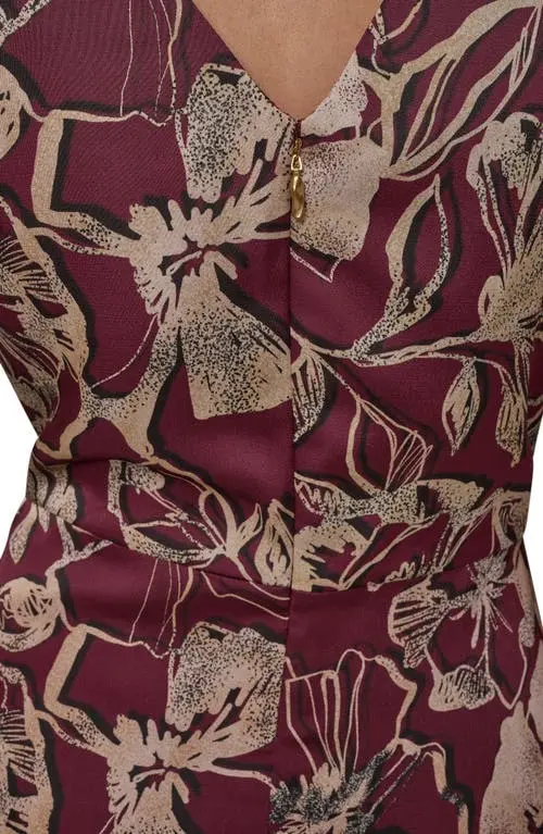 Donna Karan New York Floral Asymmetrical Sleeve Midi Dress