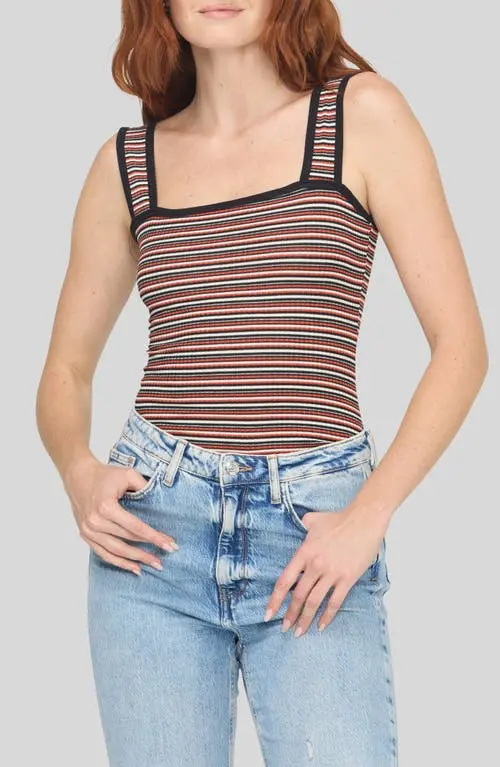 PROJECT SOCIAL T Striped Ribbed Square Neck Tank - Rust Combo