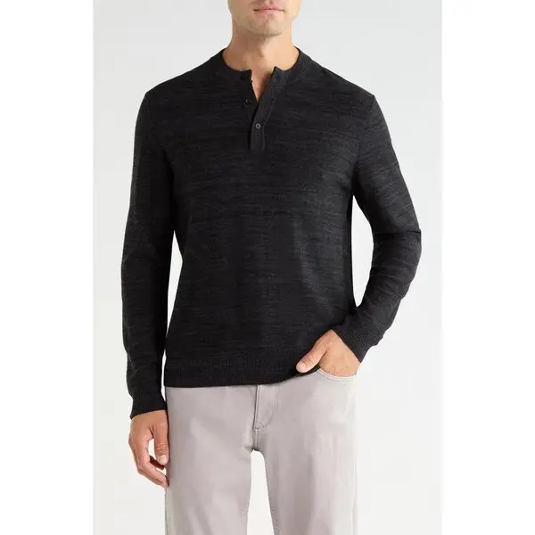 Robert Barakett Aranda Merino Wool Henley Sweater - Black