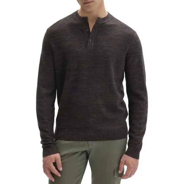 Robert Barakett Aranda Merino Wool Henley Sweater - Espresso