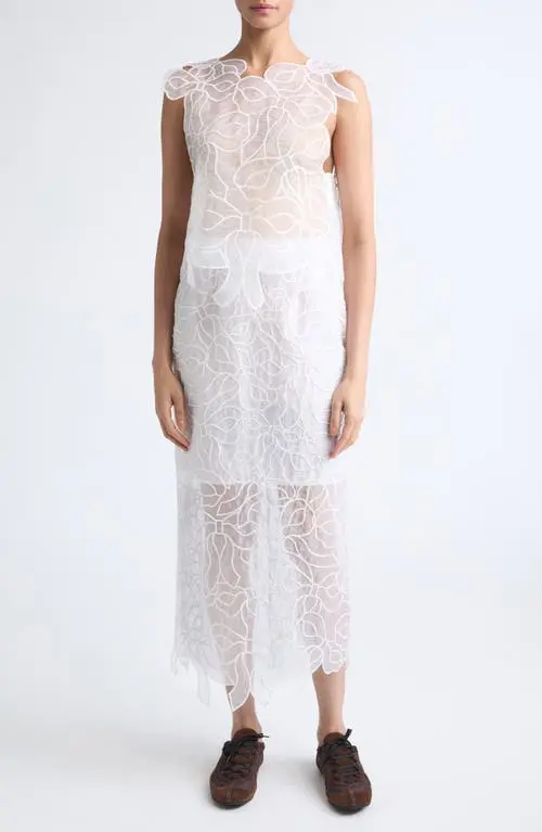 Cecilie Bahnsen Aya Embroidered Organza Cropped Top - White
