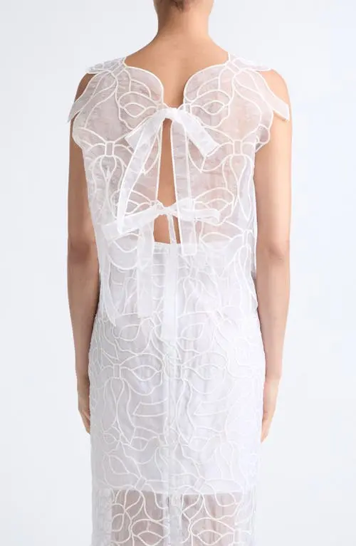 Cecilie Bahnsen Aya Embroidered Organza Cropped Top - White