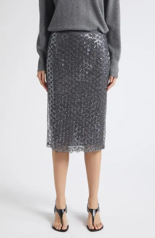 Marella Sequin Trellis Lace Hem Skirt