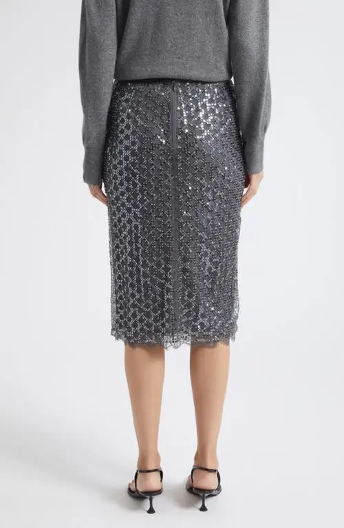 Marella Sequin Trellis Lace Hem Skirt