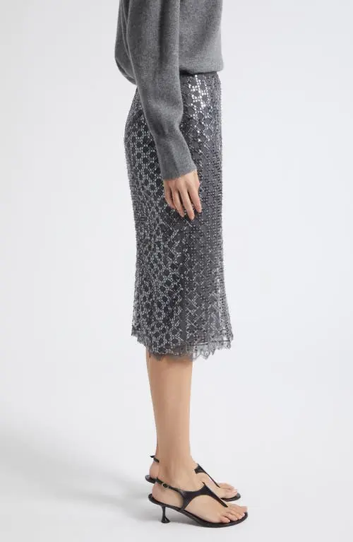 Marella Sequin Trellis Lace Hem Skirt